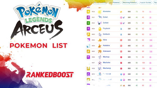 Pokemon Legends Arceus Pokemon List | All New & Returning Pokemon
