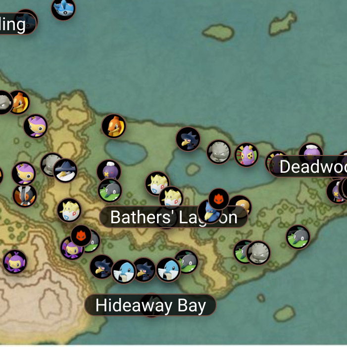 Pokemon Legends Arceus Bathers' Lagoon Pokemon, Items, Map