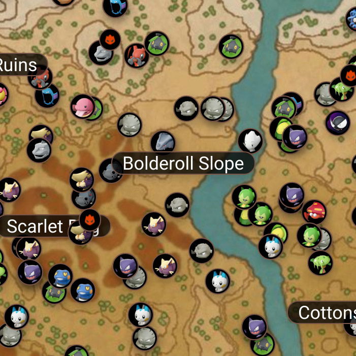 Pokemon Legends Arceus Bolderoll Slope Pokemon, Items, Map