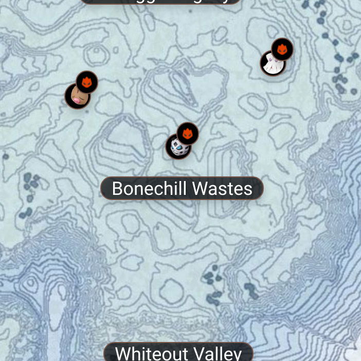 Pokemon Legends Arceus Bonechill Wastes Pokemon, Items, Map
