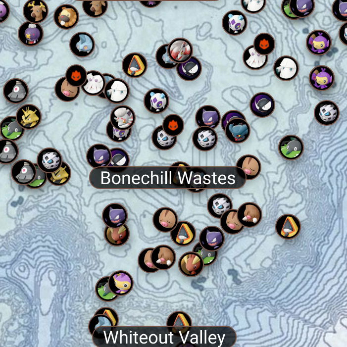 Pokemon Legends Arceus Bonechill Wastes Pokemon, Items, Map