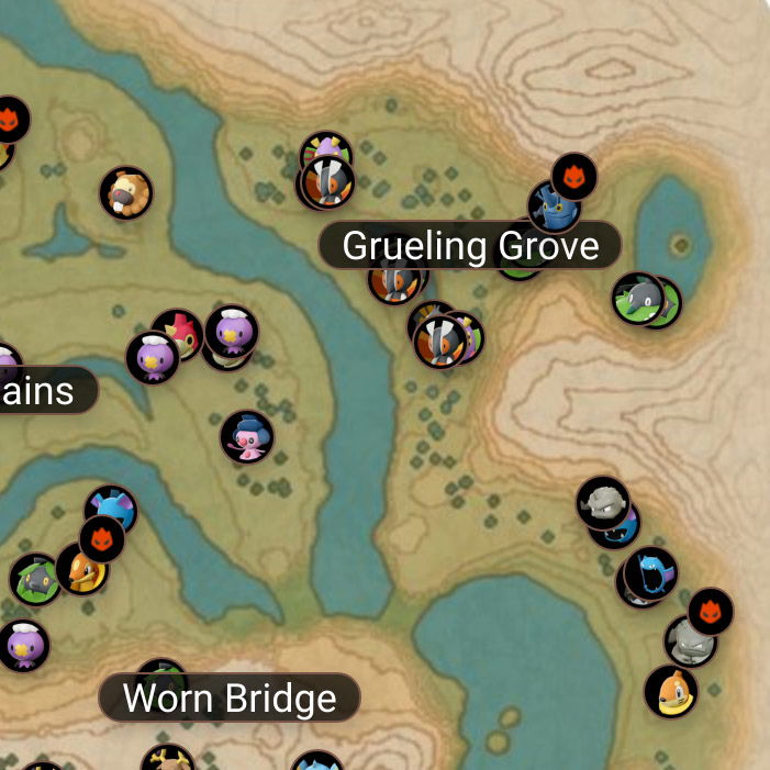 Pokemon Legends Arceus Grueling Grove Pokemon, Items, Map