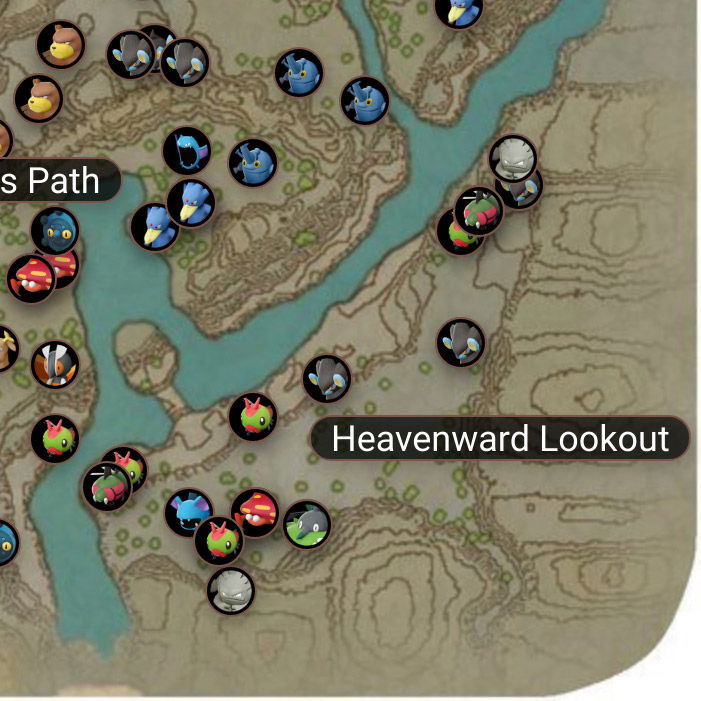 Pokemon Legends Arceus Heavenward Lookout Pokemon, Items, Map