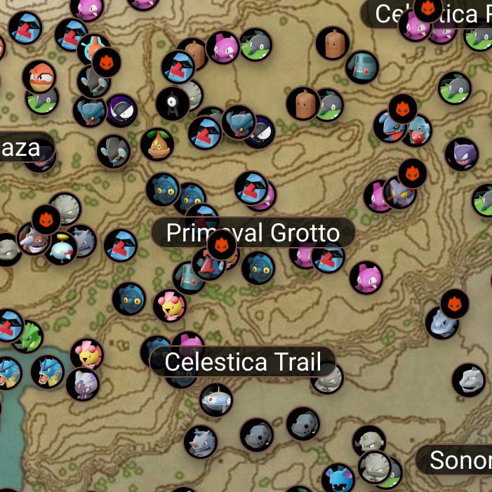 Pokemon Legends Arceus Primeval Grotto Pokemon, Items, Map