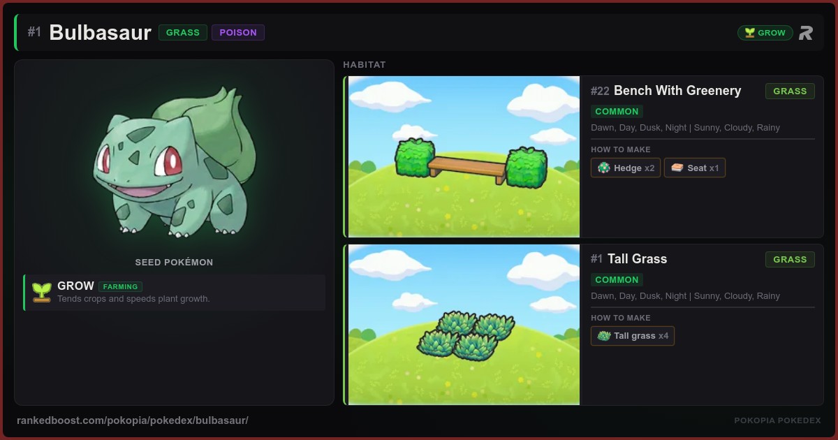 Pokopia Bulbasaur (Grow) - Where to Find Habitat