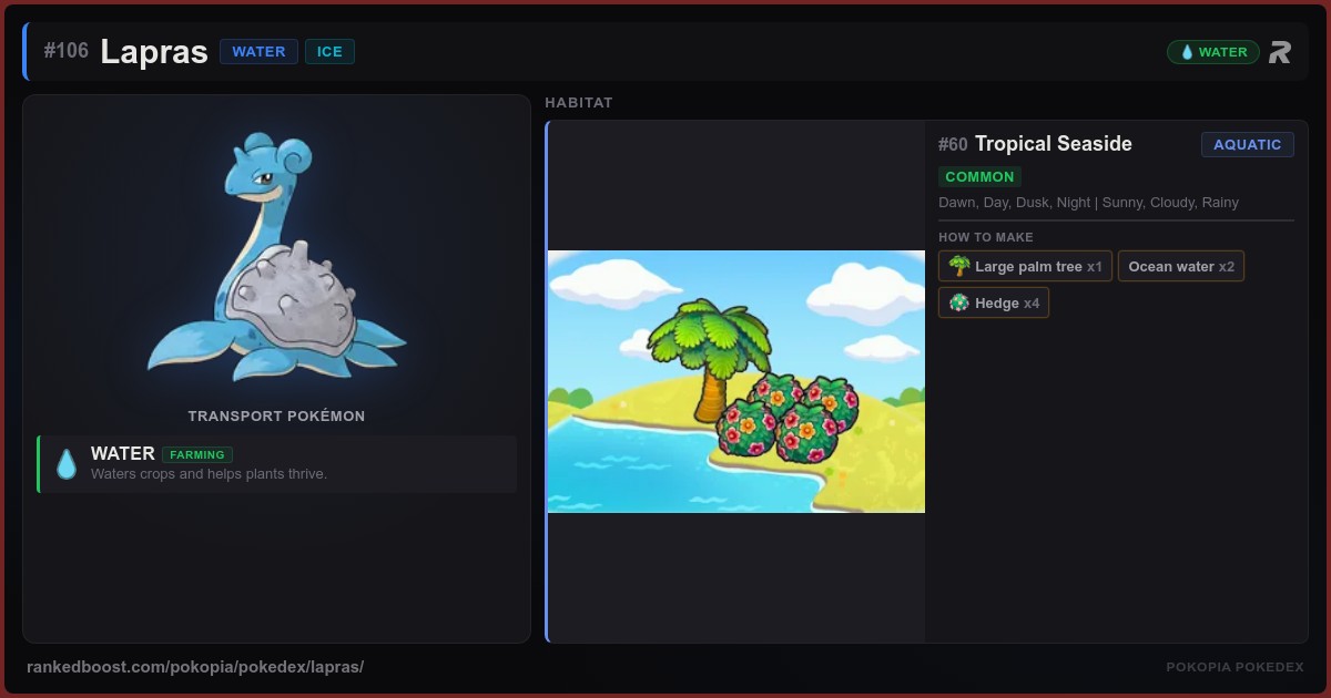 Pokopia Lapras (Water) - Where to Find Habitat