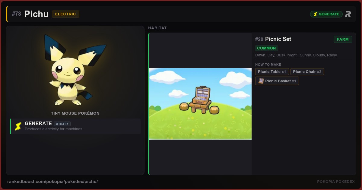 Pokopia Pichu (Generate) - Where to Find Habitat