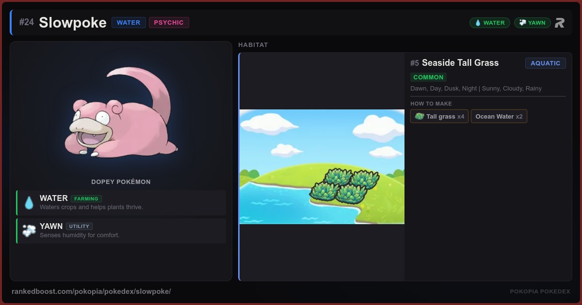 Pokopia Slowpoke (Water) - Where to Find Habitat