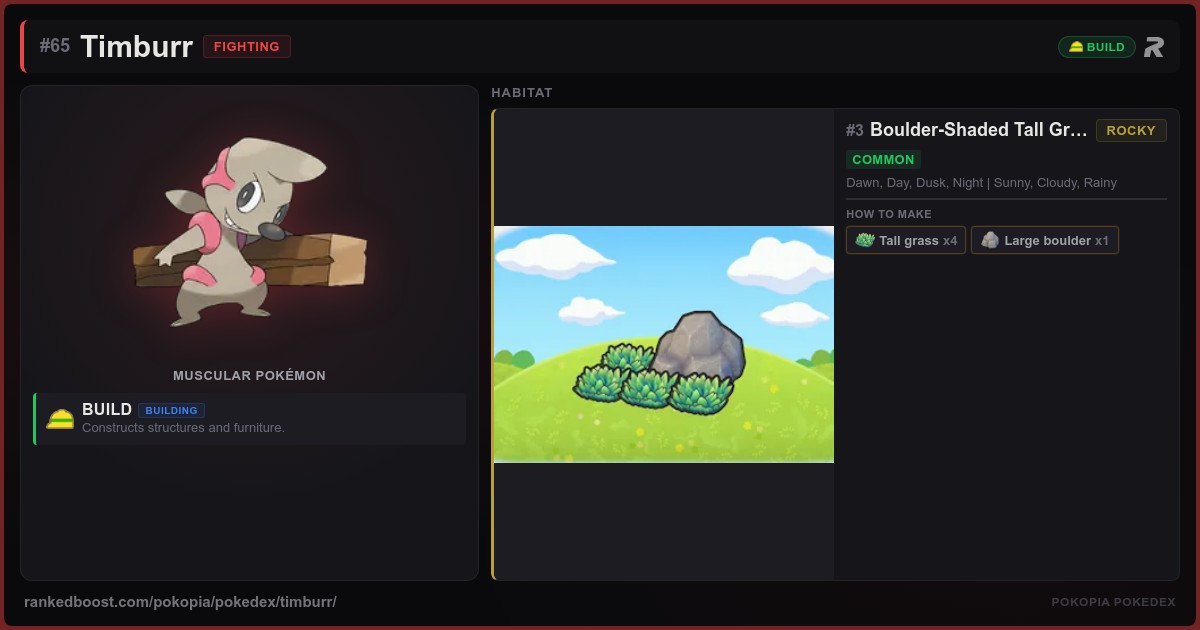 Pokopia Timburr (Build) - Where to Find Habitat